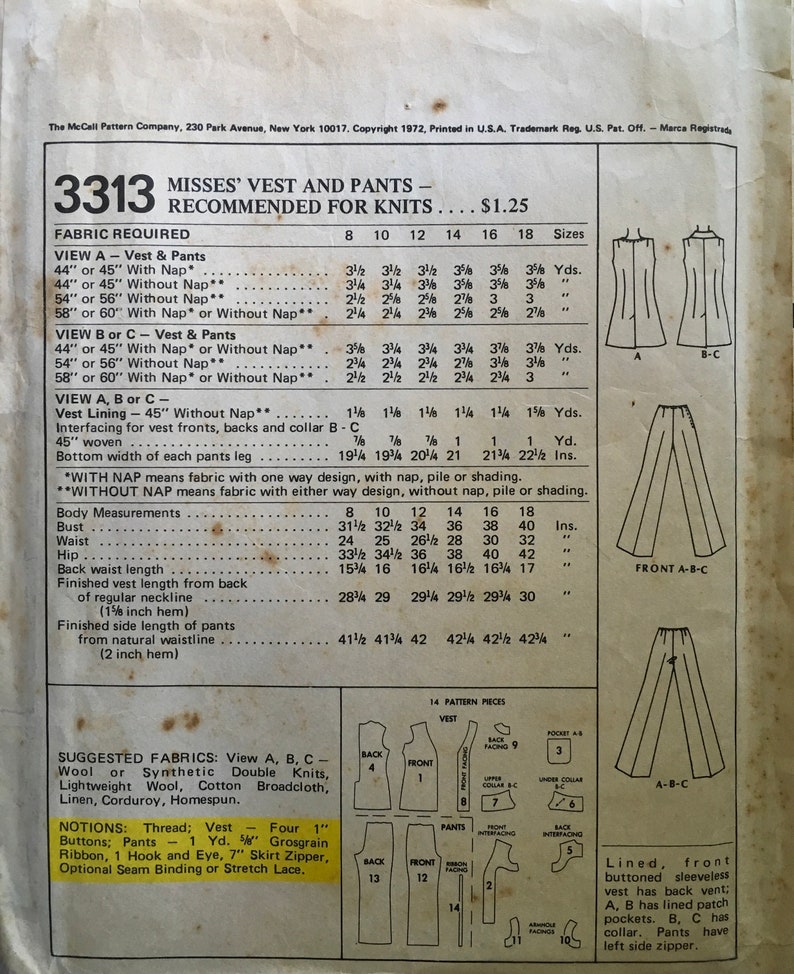 Mccall's 3313 Sewing Pattern vintage CUT | Etsy