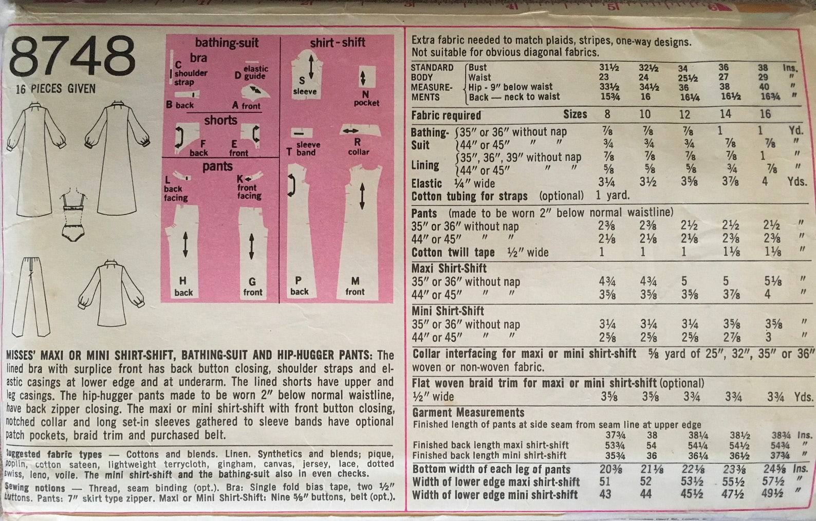 Simplicity 8748 Sewing Pattern Vintage CUT | Etsy
