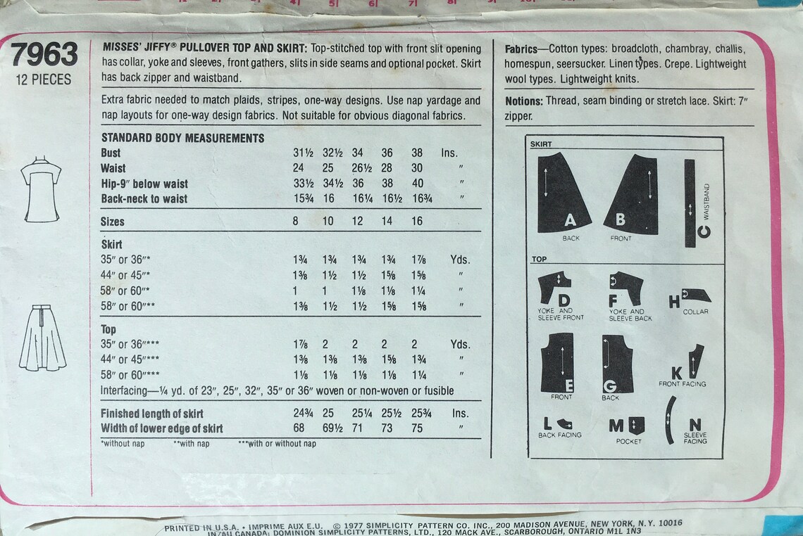 Simplicity 7963 Sewing Pattern vintage CUT - Etsy