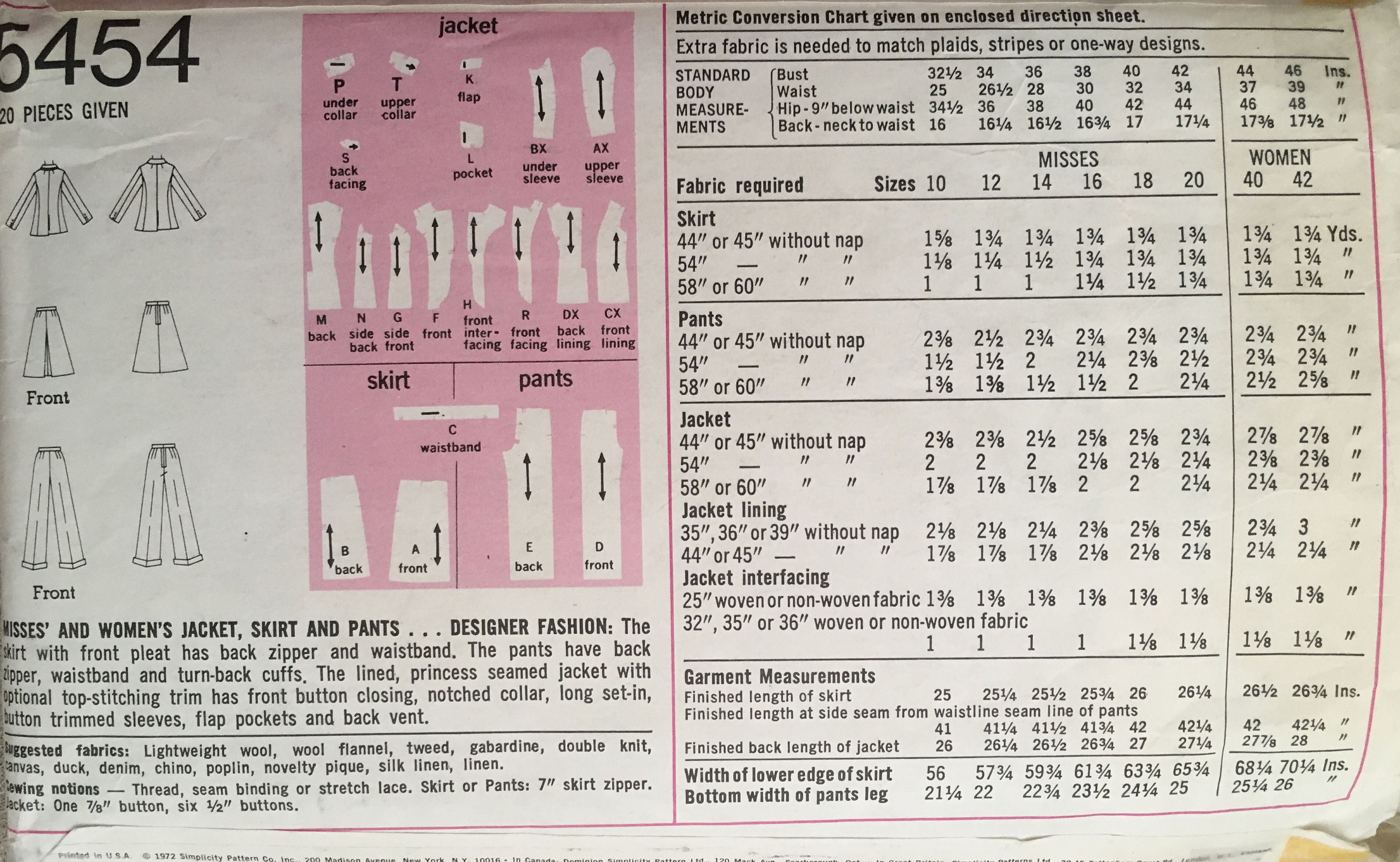 Simplicity 5454 Sewing Pattern vintage CUT - Etsy