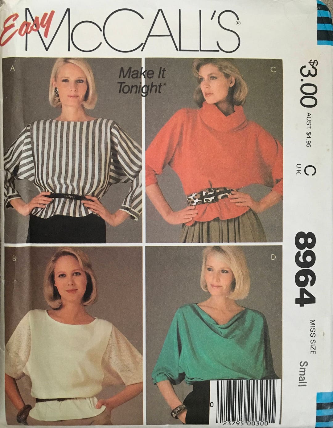 Mccall's 8964 Sewing Pattern vintage CUT - Etsy