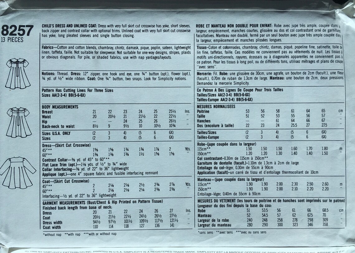Simplicity 8257 Sewing Pattern vintage UNCUT - Etsy
