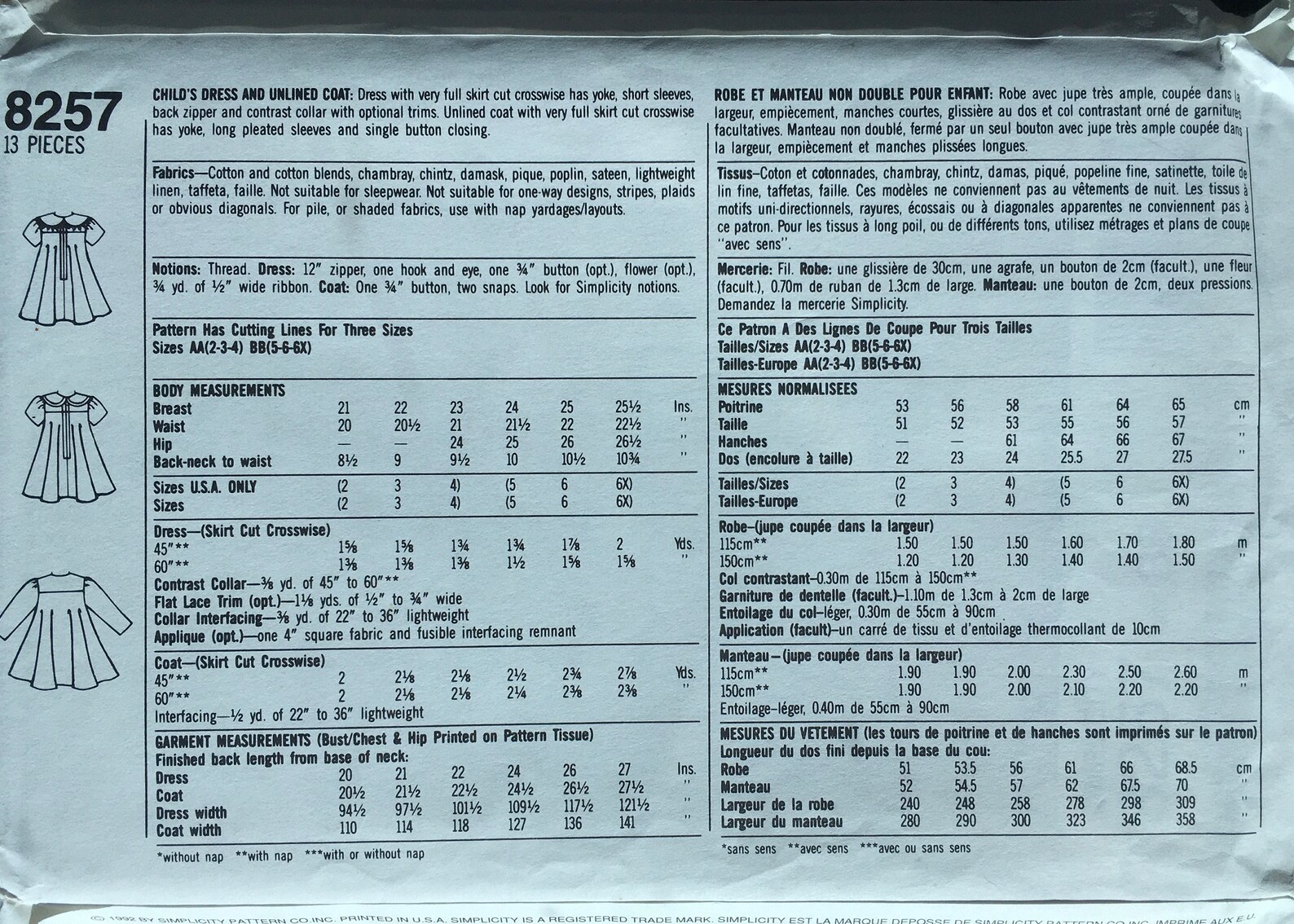 Simplicity 8257 Sewing Pattern vintage UNCUT - Etsy