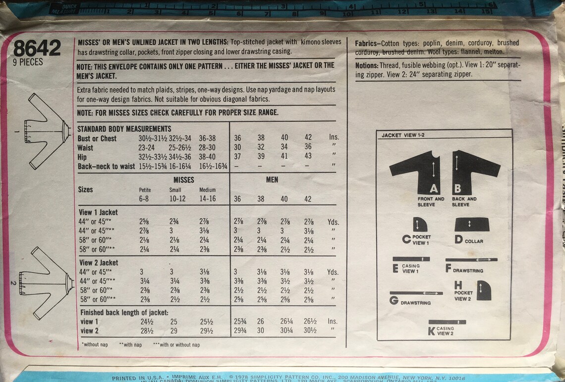 Simplicity 8642 Sewing Pattern vintage CUT - Etsy