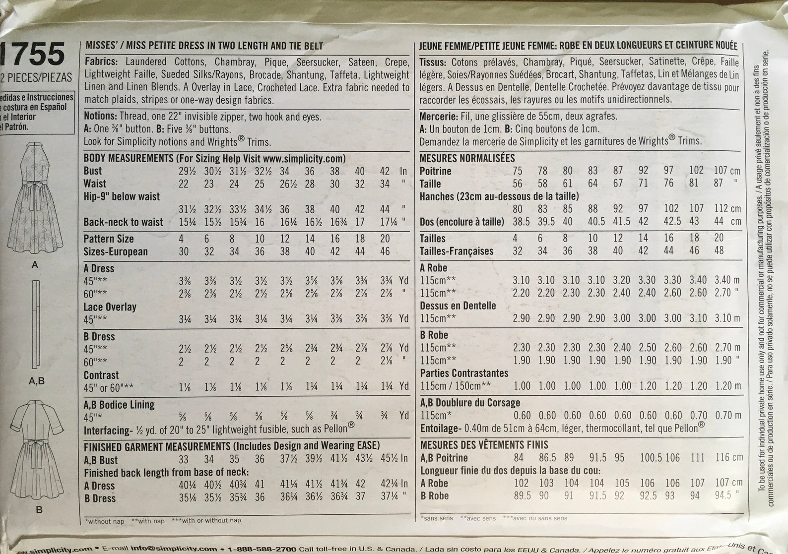 Simplicity 1755 Sewing Pattern UNCUT - Etsy