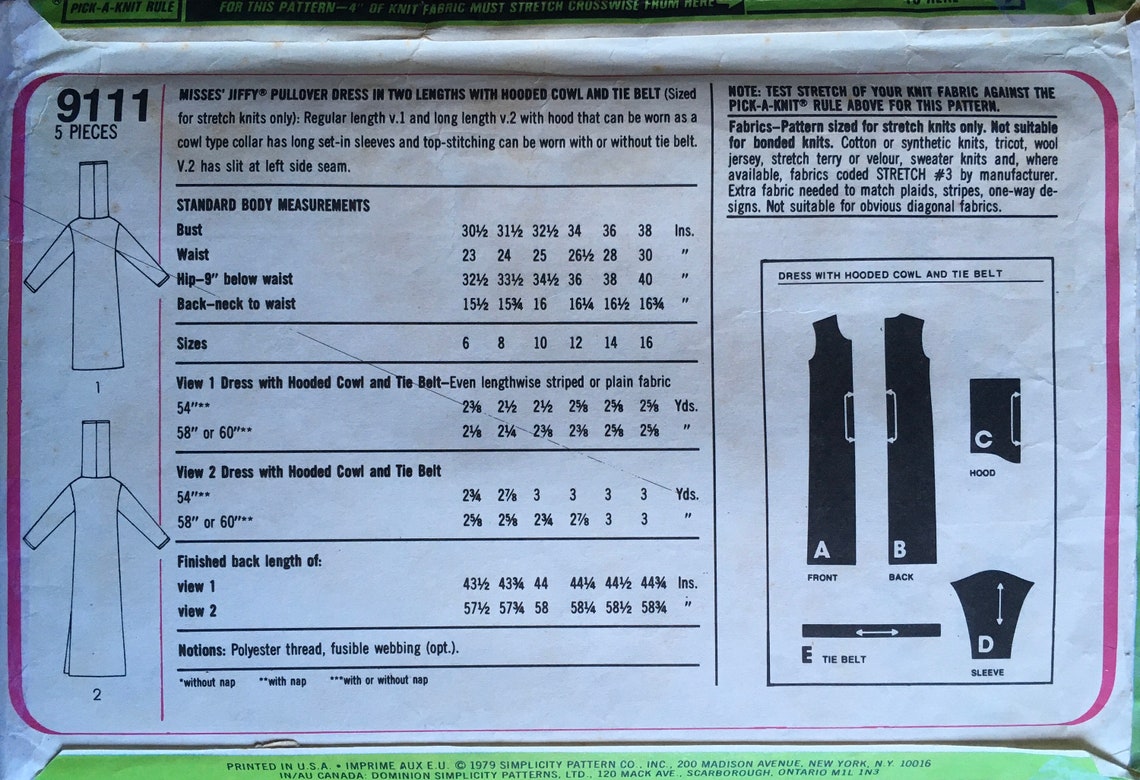Simplicity 9111 Sewing Pattern vintage CUT | Etsy