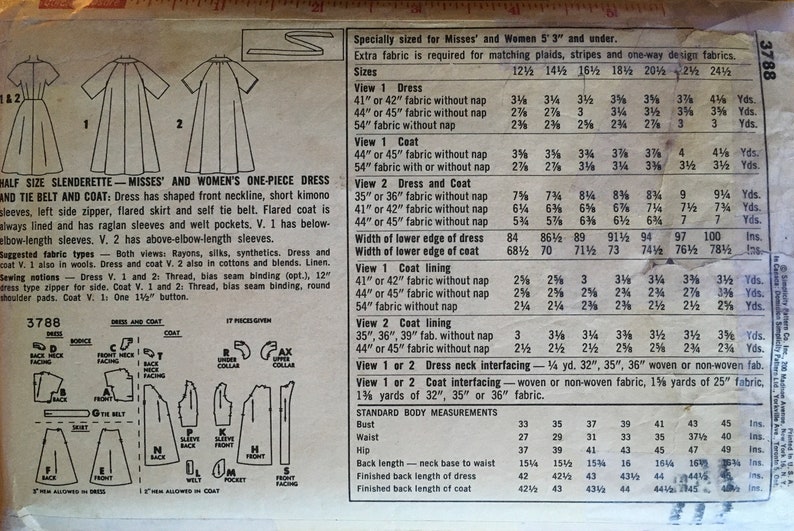 Simplicity 3788 Sewing Pattern Vintage CUT | Etsy