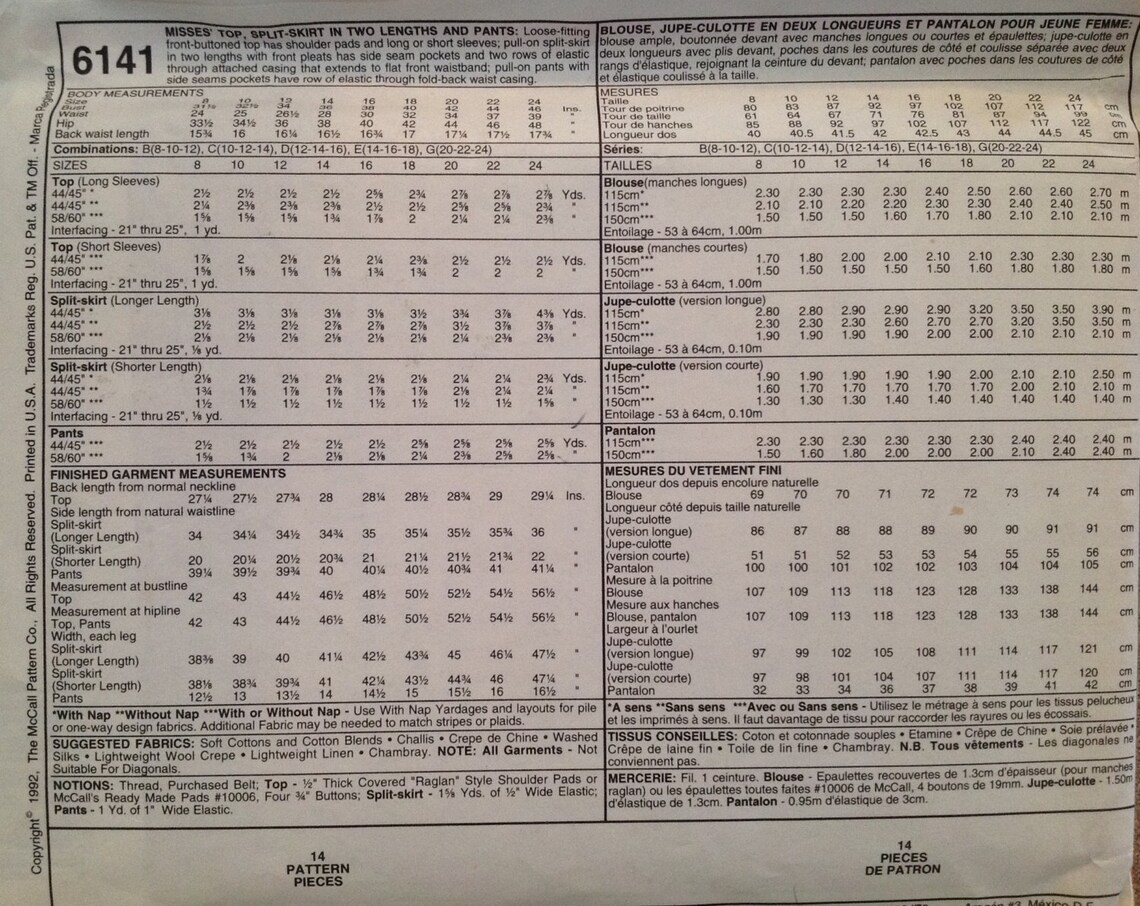Mccall's 6141 Sewing Pattern vintage UNCUT | Etsy