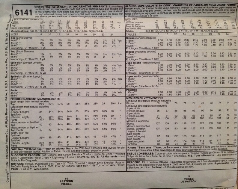 Mccall's 6141 Sewing Pattern vintage UNCUT | Etsy