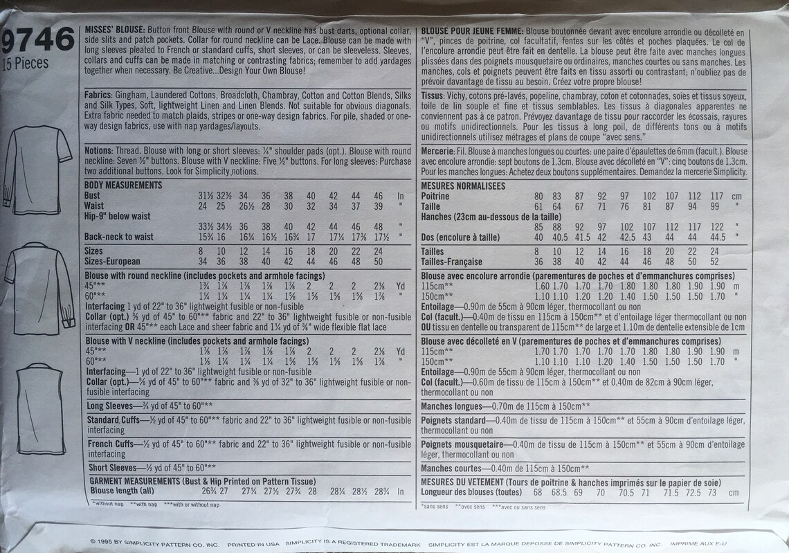 Simplicity 9746 Sewing Pattern vintage CUT - Etsy