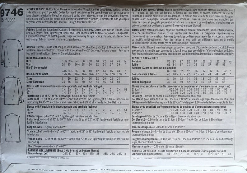 Simplicity 9746 Sewing Pattern vintage CUT - Etsy