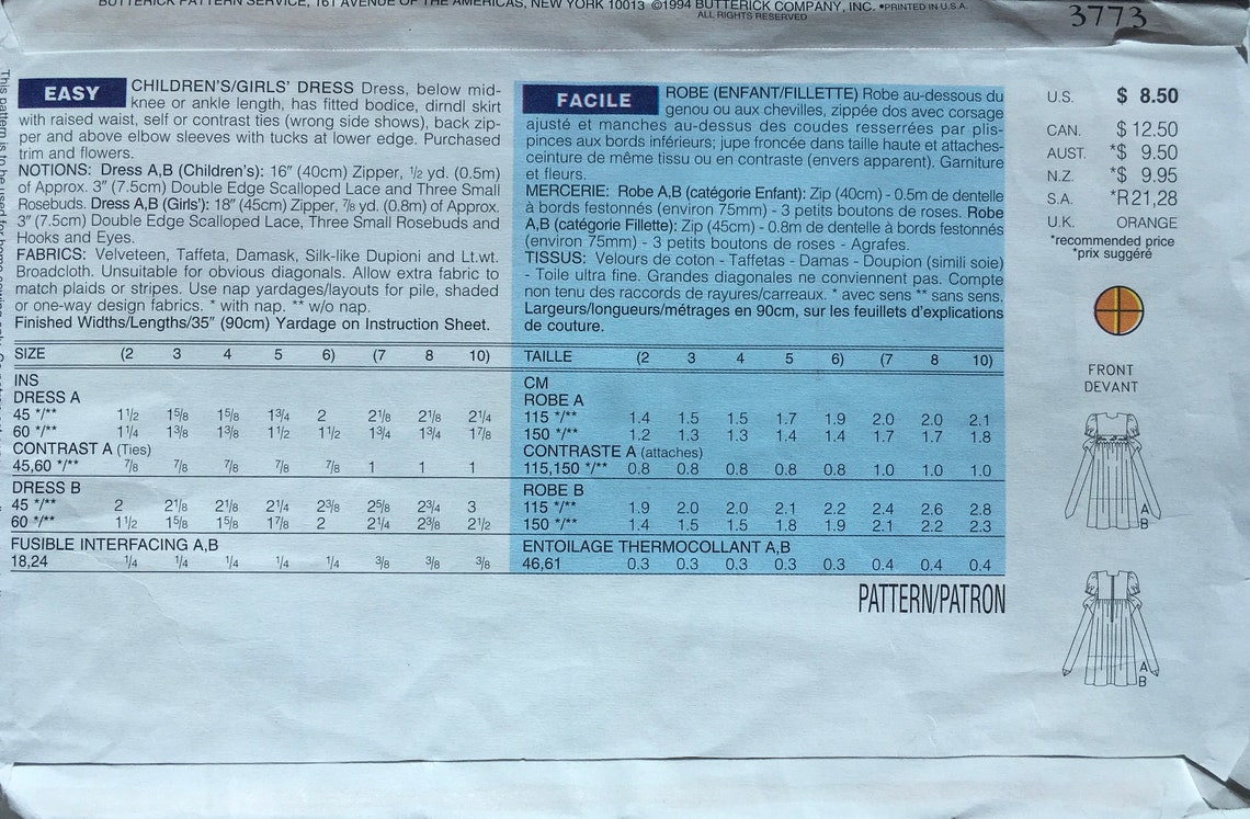 Butterick 3773 Sewing Pattern vintage CUT | Etsy