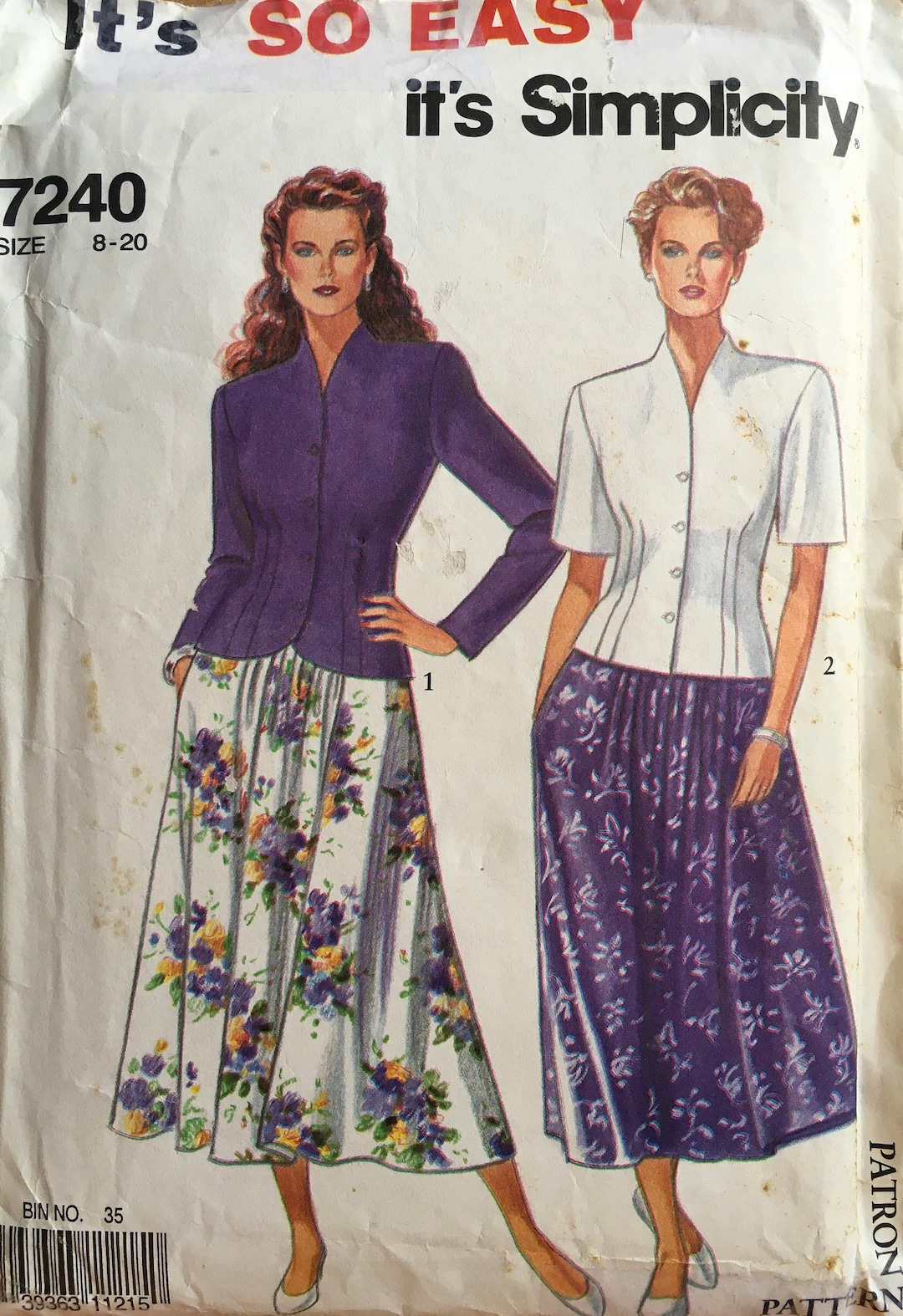 Simplicity 7240 Sewing Pattern vintage CUT - Etsy