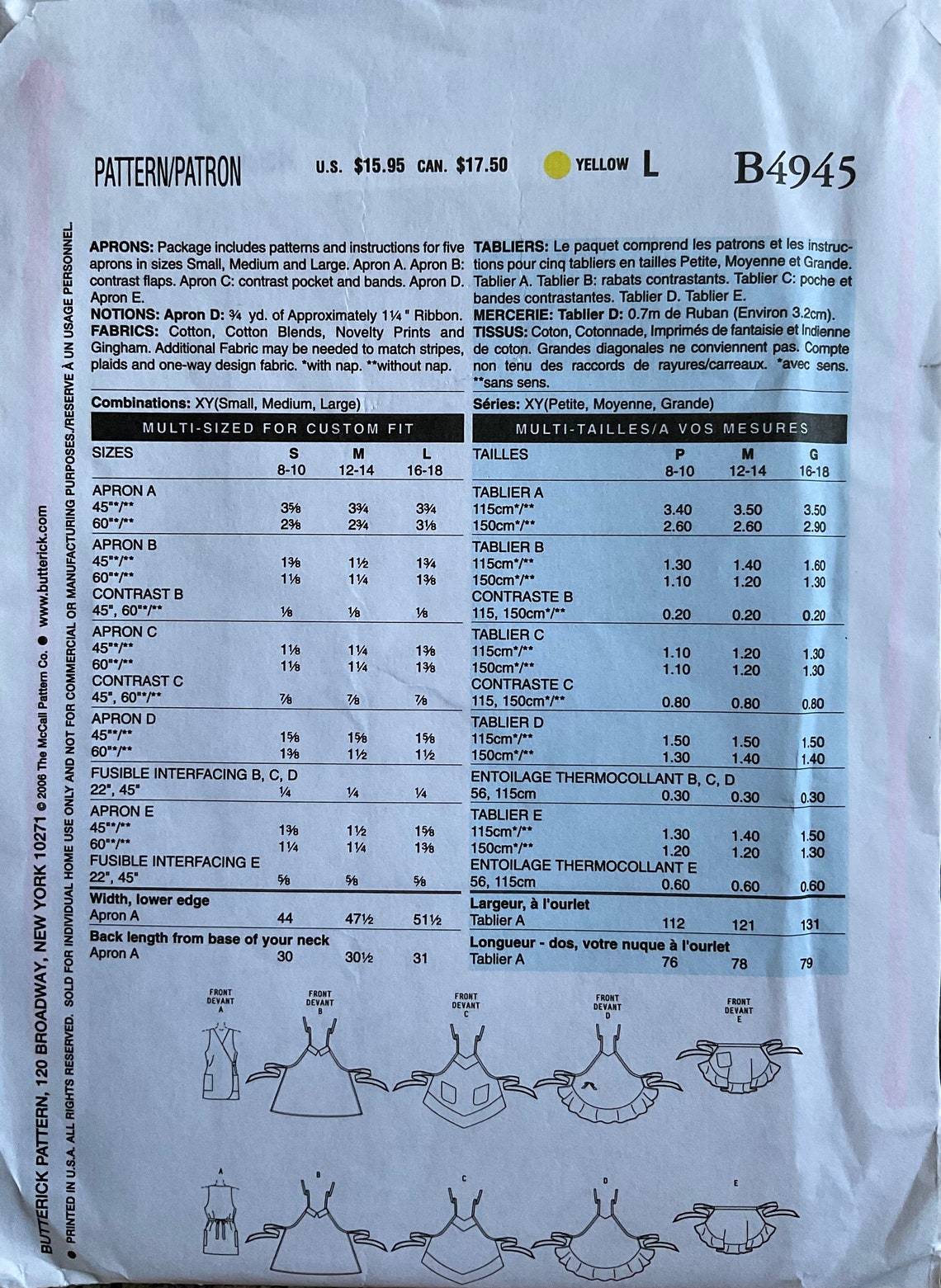 Butterick 4945 Sewing Pattern UNCUT - Etsy