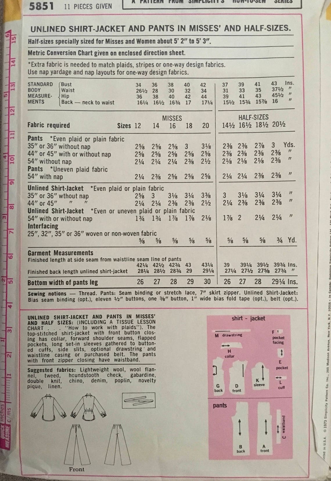 Simplicity 5851 Sewing Pattern vintage UNCUT/CUT - Etsy