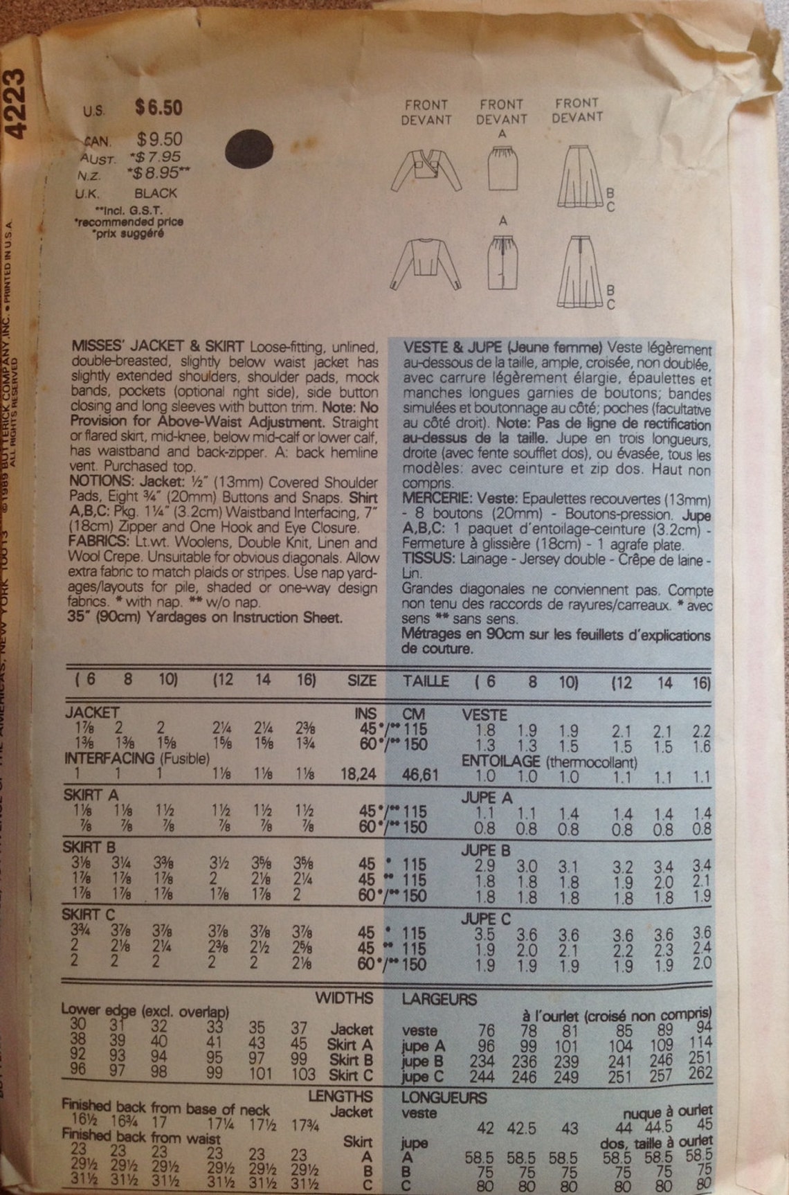 Butterick 4223 Sewing Pattern vintage UNCUT - Etsy