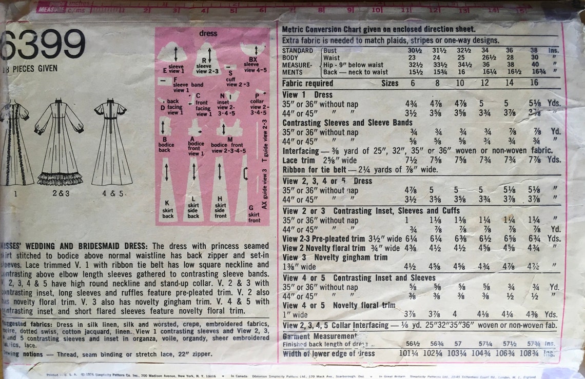 Simplicity 6399 Sewing Pattern vintage CUT - Etsy