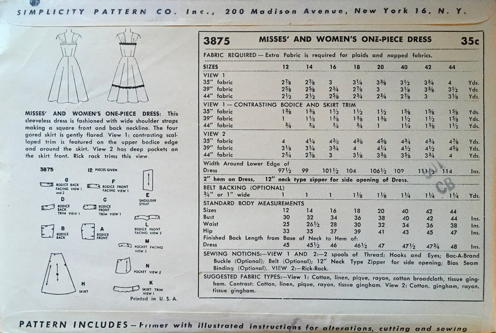Simplicity 3875 Sewing Pattern vintage UNCUT - Etsy