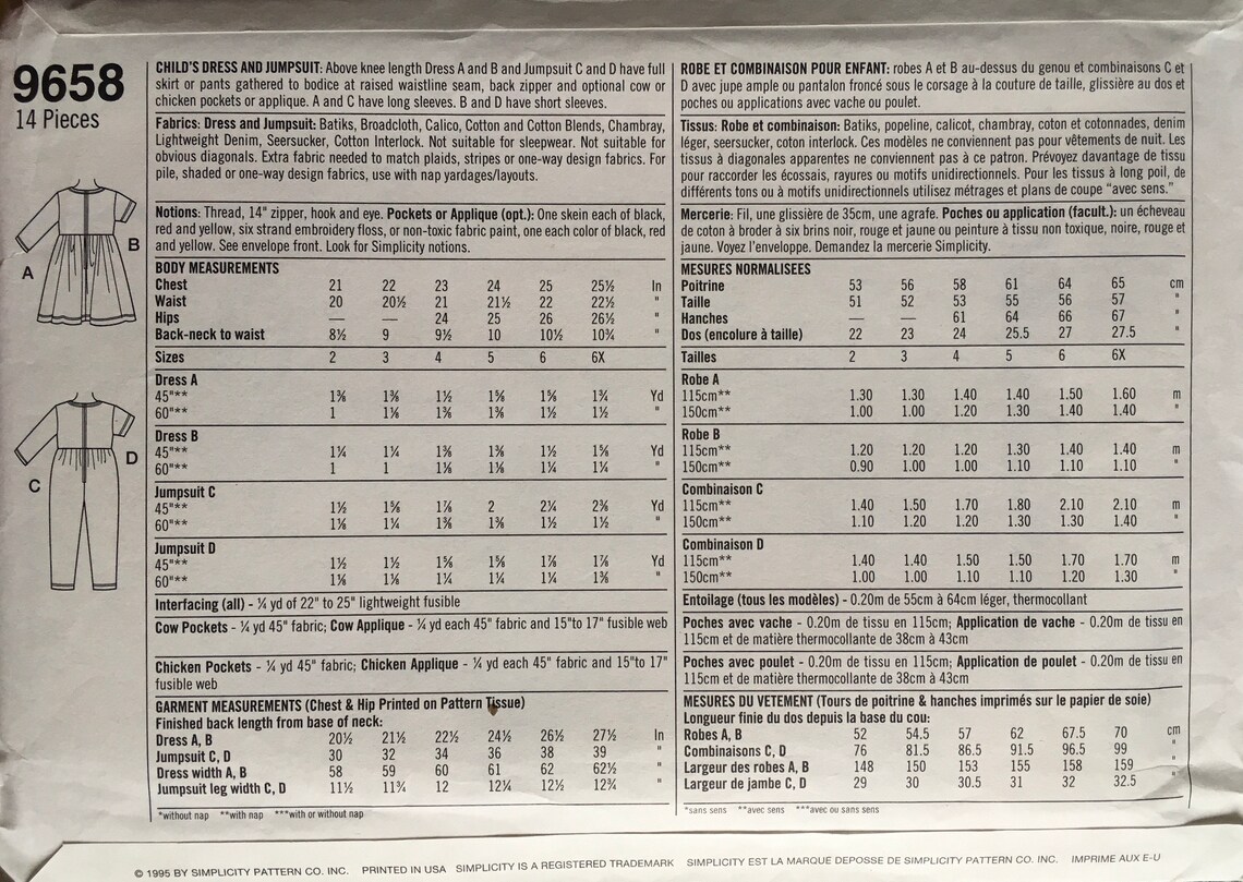 Simplicity 9658 Sewing Pattern vintage UNCUT - Etsy