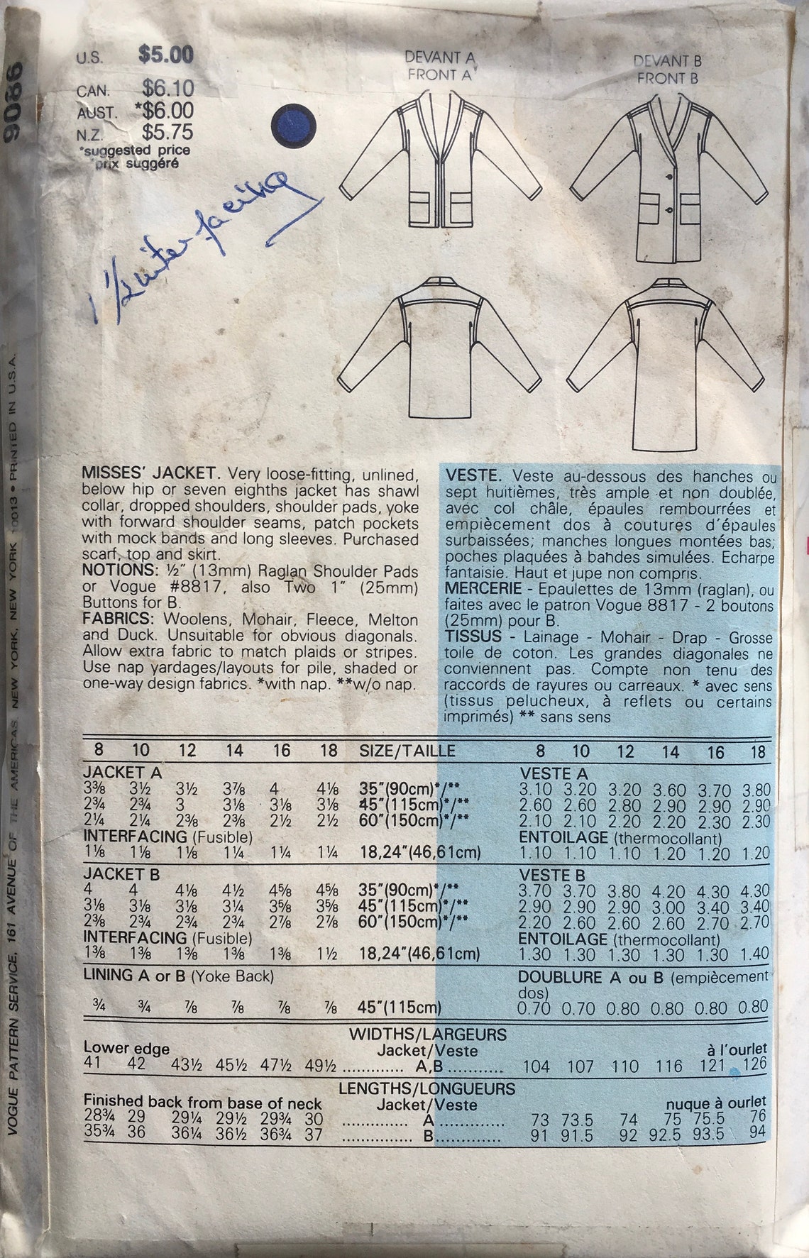 Vogue 9086 Sewing Pattern vintage CUT - Etsy