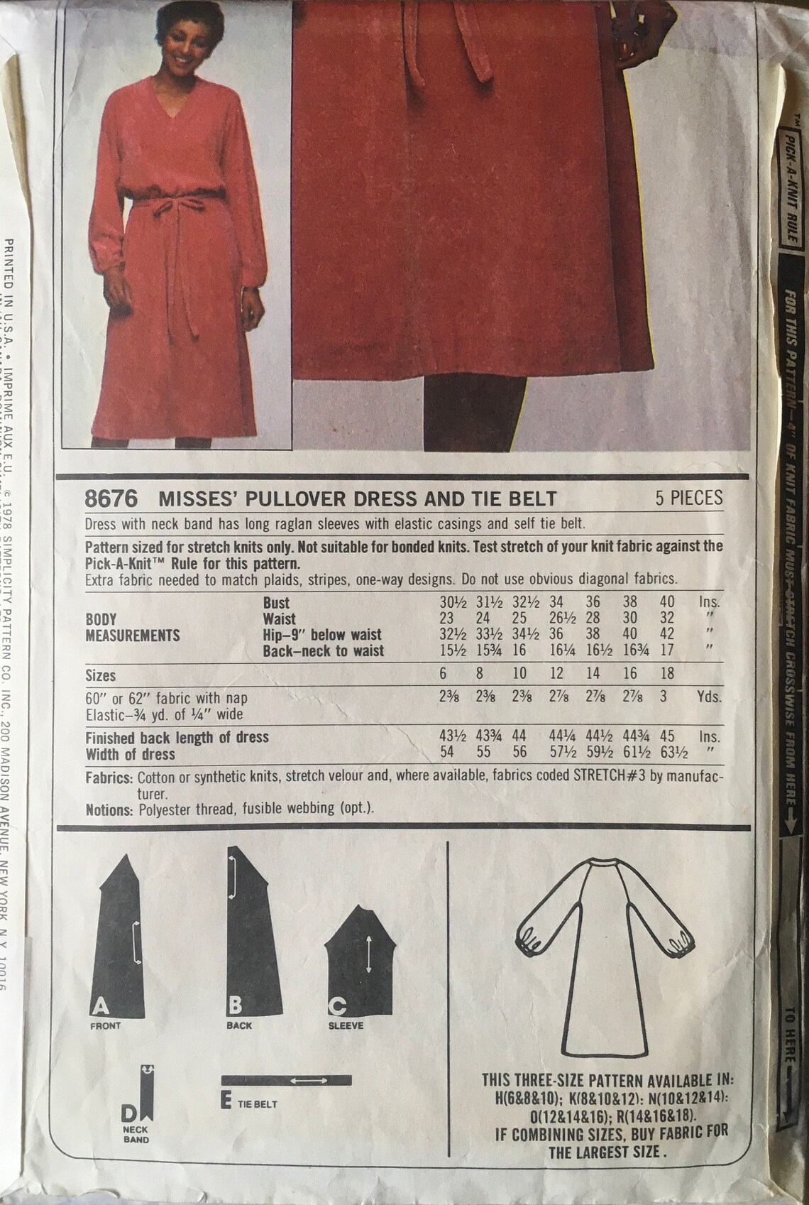 Simplicity 8676 Sewing Pattern vintage UNCUT/CUT - Etsy