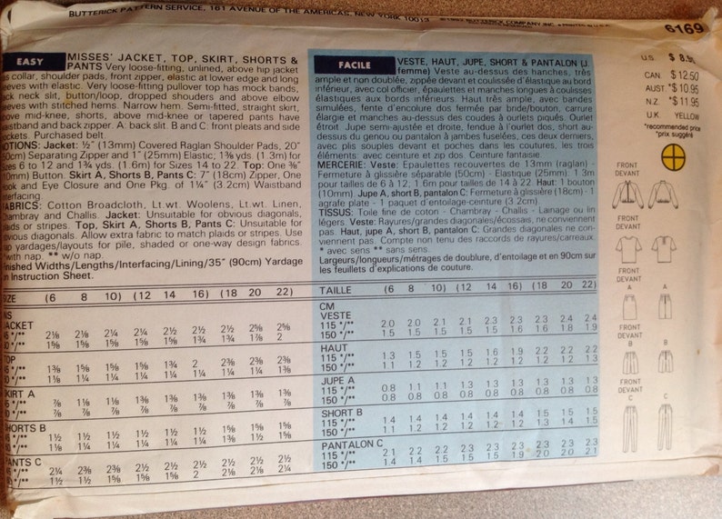 Butterick 6169 Sewing Pattern vintage UNCUT | Etsy