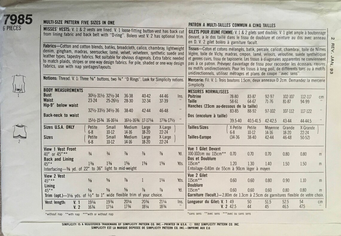 Simplicity 7985 Sewing Pattern vintage UNCUT - Etsy