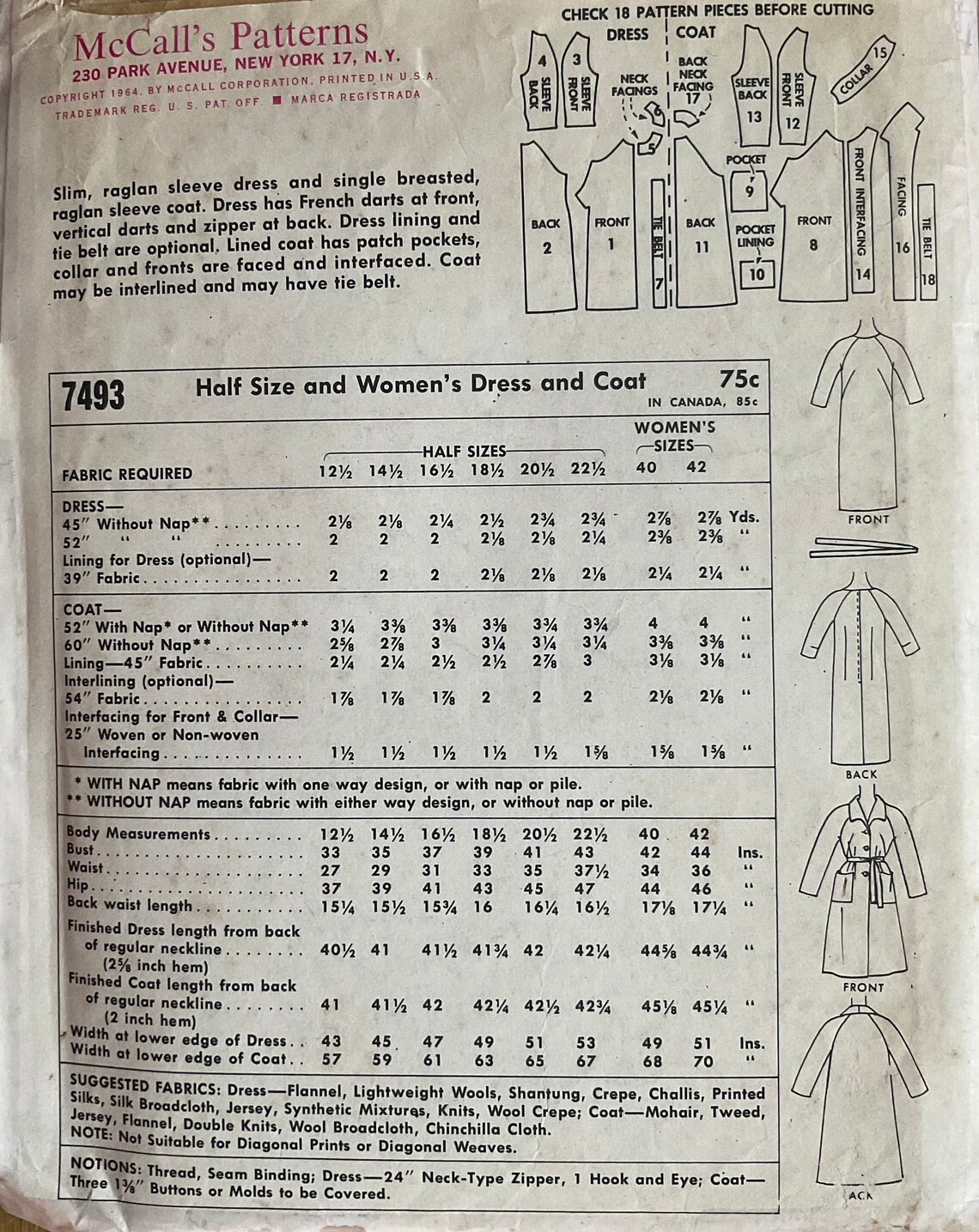 Mccall's 7493 Sewing Pattern vintage CUT | Etsy