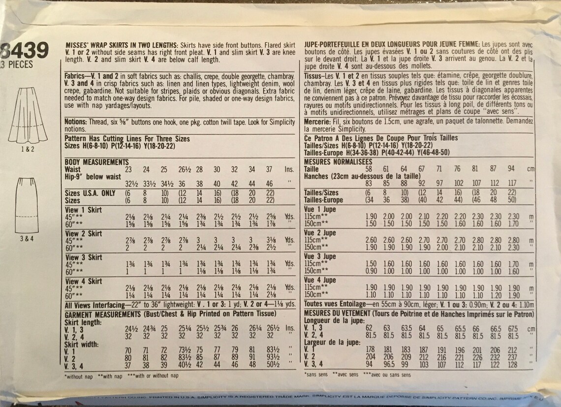 Simplicity 8439 Sewing Pattern vintage UNCUT - Etsy