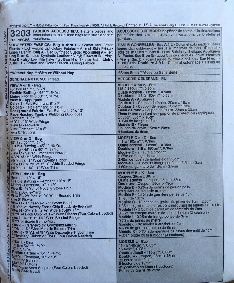 Mccall's 3203 Sewing Pattern vintage UNCUT - Etsy