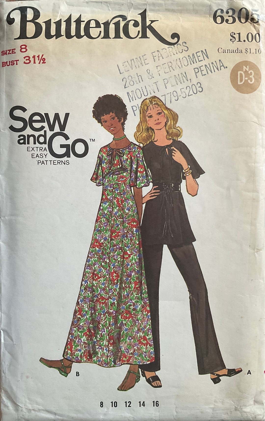 Butterick 6305 Sewing Pattern vintage CUT - Etsy