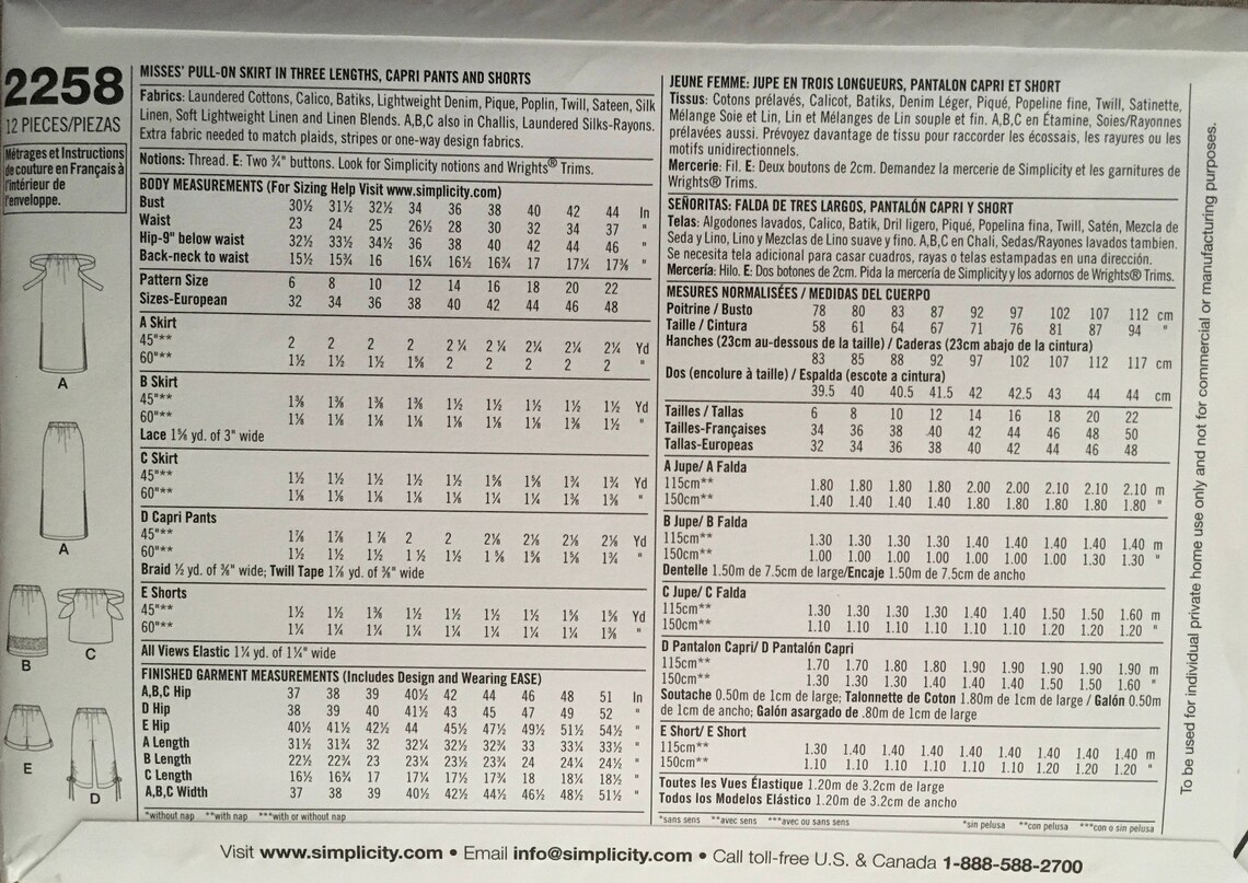 Simplicity 2258 Sewing Pattern UNCUT | Etsy