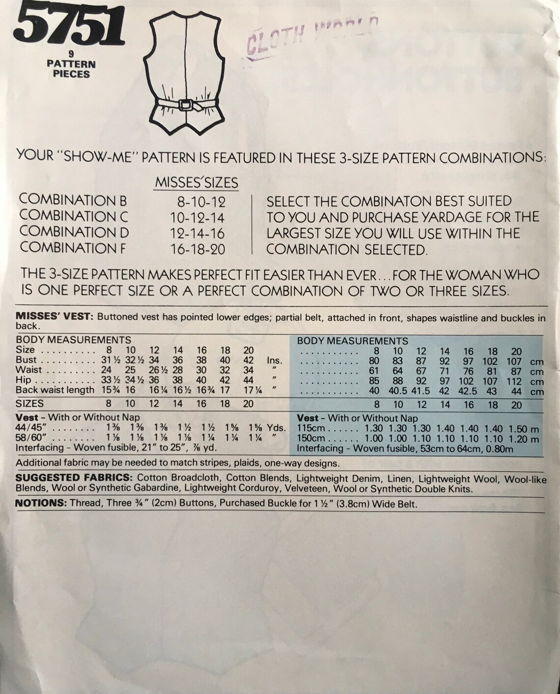 Show-me 5751 Sewing Pattern vintage UNCUT | Etsy