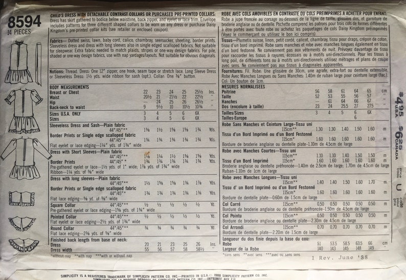 Simplicity 8593/8594 Sewing Pattern vintage UNCUT/CUT - Etsy