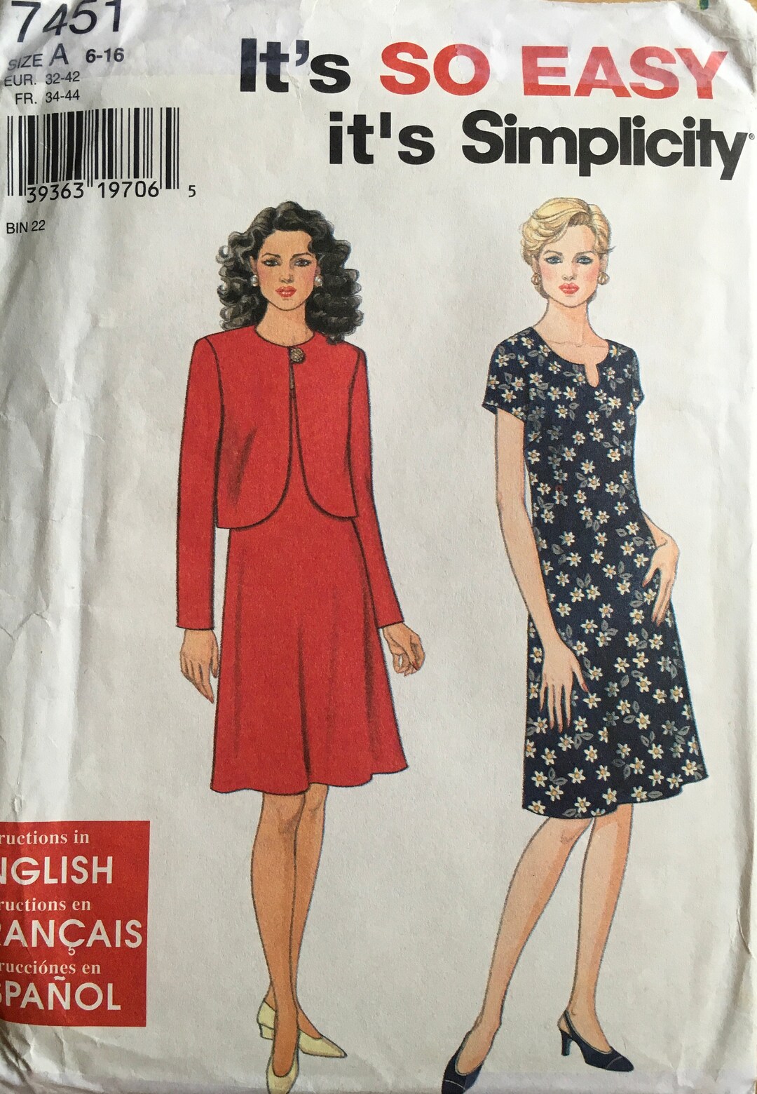 Simplicity 7451 Sewing Pattern vintage UNCUT - Etsy