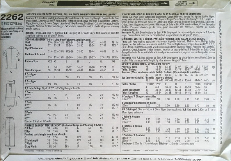 Simplicity 2262 Sewing Pattern UNCUT - Etsy