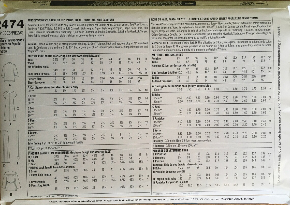 Simplicity 2474 Sewing Pattern UNCUT - Etsy