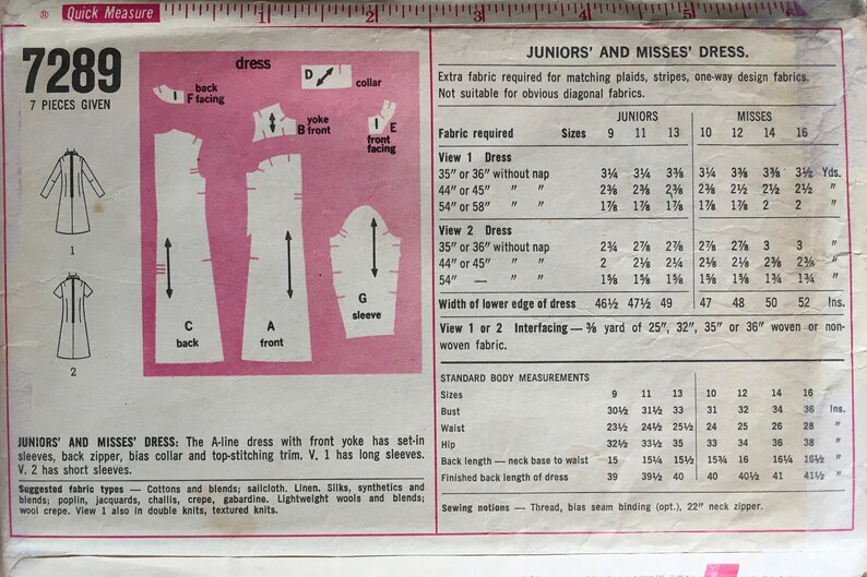 Simplicity 7289 Sewing Pattern vintage CUT - Etsy