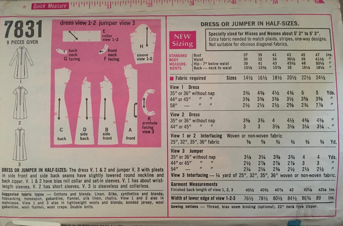 Simplicity 7831 Sewing Pattern vintage CUT | Etsy