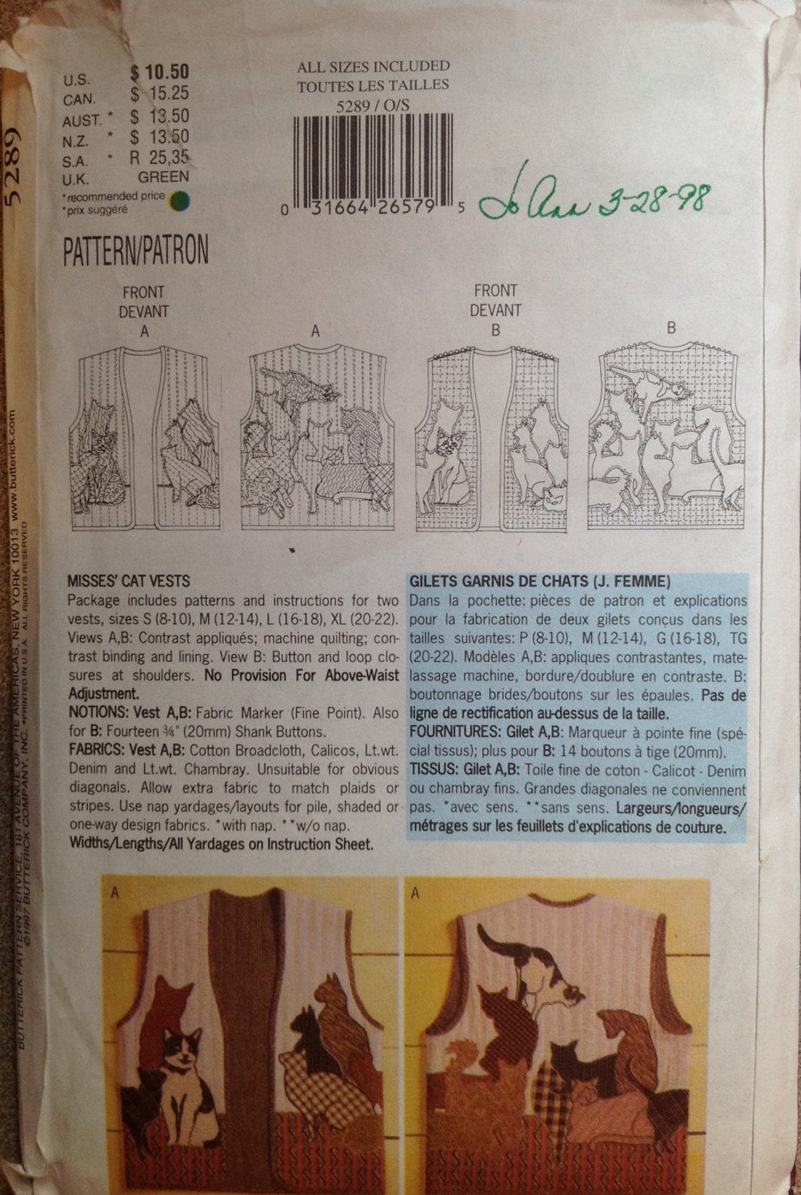 Butterick 5289 Sewing Pattern vintage UNCUT - Etsy