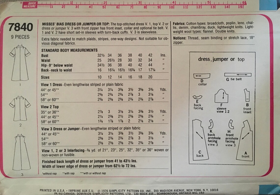 Simplicity 7840 Sewing Pattern vintage UNCUT | Etsy
