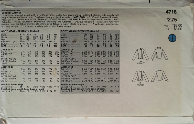 Butterick 4718 Sewing Pattern vintage CUT | Etsy