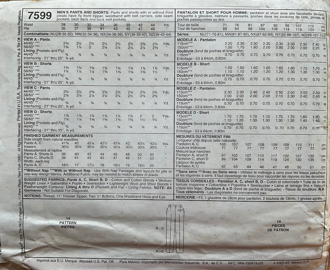 Mccall's 7599 Sewing Pattern vintage UNCUT | Etsy