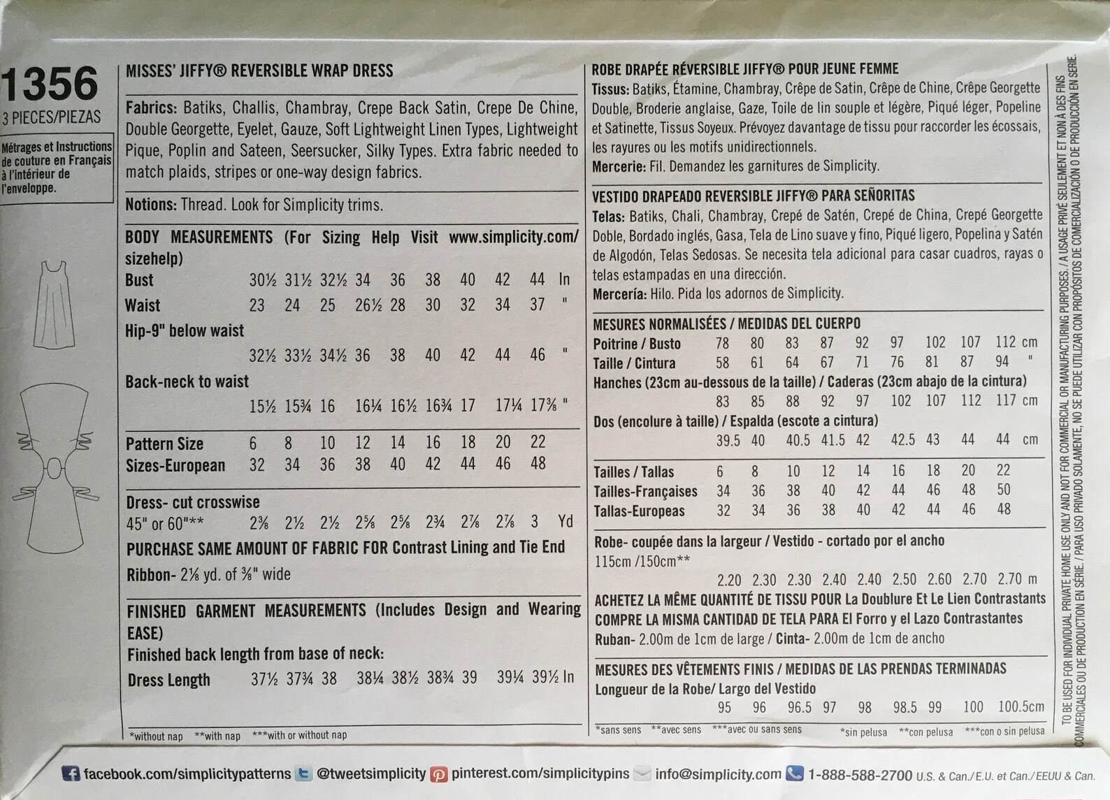 Simplicity 1356 Sewing Pattern UNCUT - Etsy