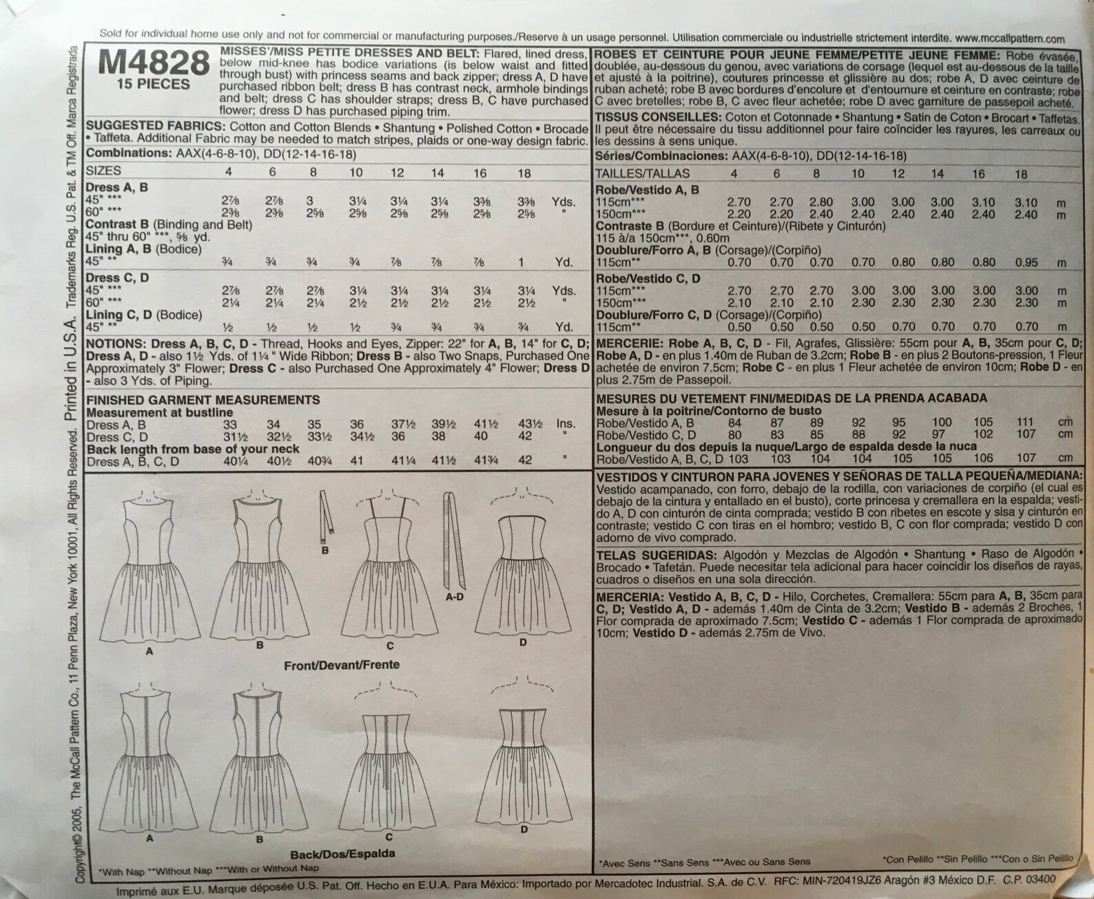 Mccall's 4828 Sewing Pattern UNCUT - Etsy