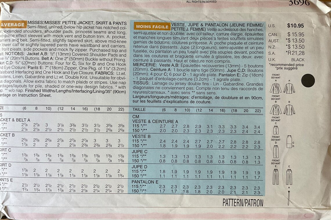 Butterick 3696 Sewing Pattern vintage UNCUT - Etsy