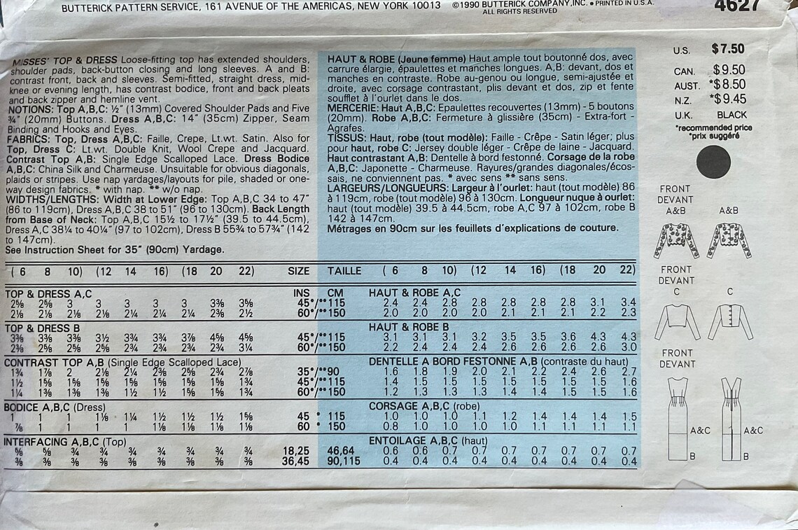 Butterick 4627 Sewing Pattern vintage UNCUT - Etsy