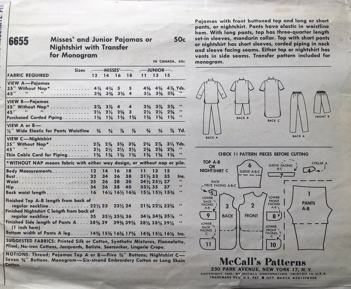 Mccall's 6655 Sewing Pattern vintage CUT - Etsy