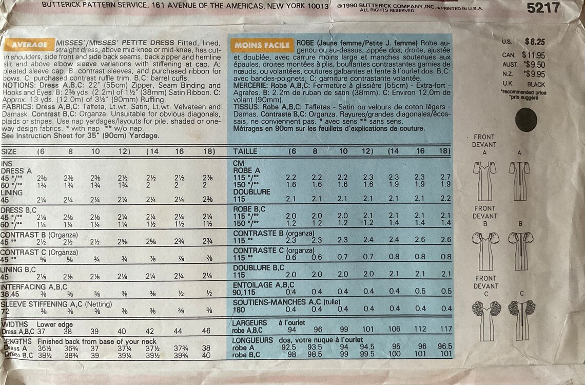 Butterick 5217 Sewing Pattern vintage UNCUT - Etsy