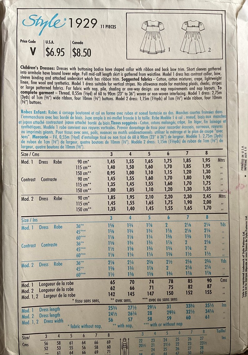 Style 1929 Sewing Pattern vintage CUT - Etsy